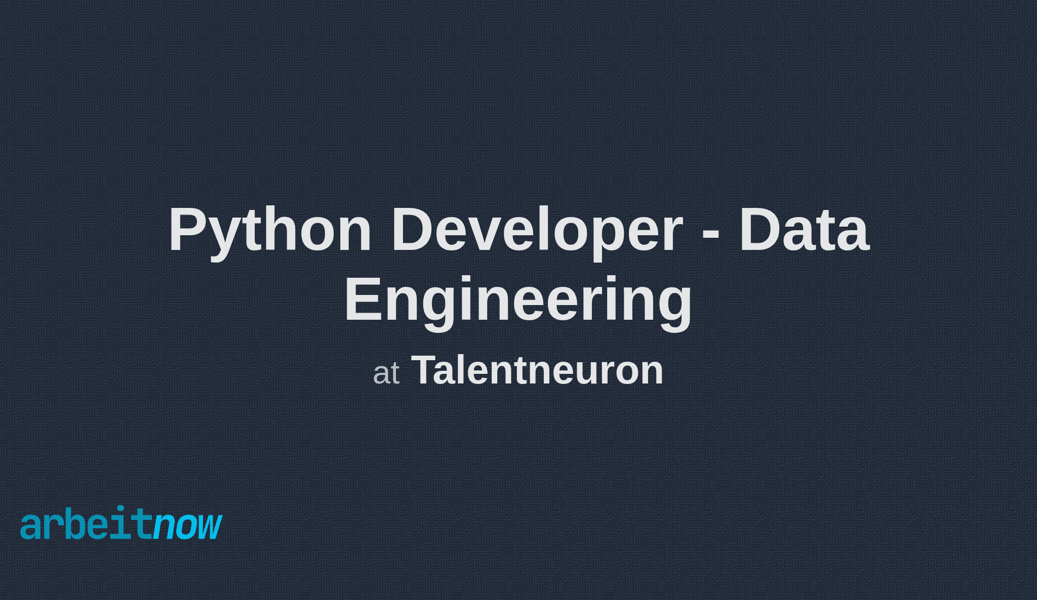 Python Developer Data Engineering Job At Talentneuron